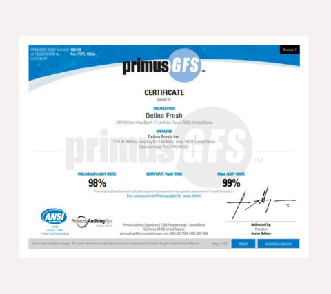 Certificates | Delina Inc